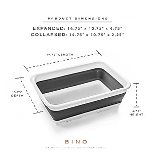 BINO Collapsible Wash Basin - Space Saving Portable Folding Dish Pan Dish Tub, White