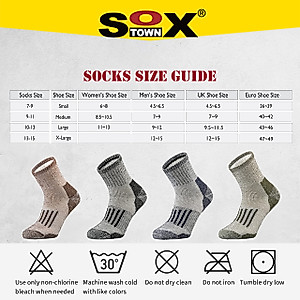 SOX TOWN Merino Wool Low Cut Quarter Socks with Heavy Cushion Ankle Moisture Wicking Warm for Men Outdoor Hiking Hike Cycling