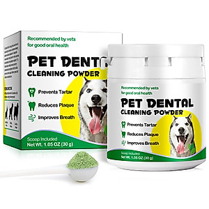 Dog Dental Powder, Teeth Cleaning Powder for Dogs, Dental Care for Dog Teeth Breath Freshener, Plaque & Bad Breath Off Powder Dog, Dog Breath Freshener for Small, Medium, Large Dogs 30g
