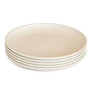 JUCOXO Small Plate Wheat Straw Plates - 5 Pack 5.9" Unbreakable Microwave Safe Plates, Reusable Plastic Plates for Snack Appetizer