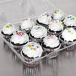 Dozen Cupcake Containers - Case of 24 cupcake boxes plastic 12 Compartment Cupcake Containers 12 count dozen cupcake containers Holds 12 Cupcakes (24, 12 Cavity Cupcake Container)