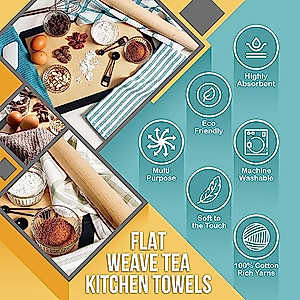 KAF Home Premium Kitchen Towels (18" x 28"), Large 100% Cotton, Flat & Terry Absorbent Dish Towel Set (Sage, 6 Pack)