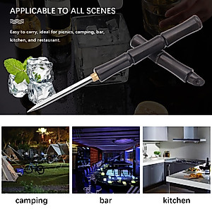 304 Stainless Steel Ice Pick Puer Puerh Tea Knife Tea Cake Pick Tool with Safety Cover Solid Bamboo Handle for Breaking Ice Kitchen Tool, Bartender, Picnics, Camping (Black)