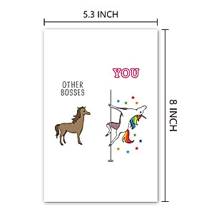 Chomerry Birthday Card for Boss, Boss Day Card, Funny Unicorn Card for Boss, Hilarious Card for Boss