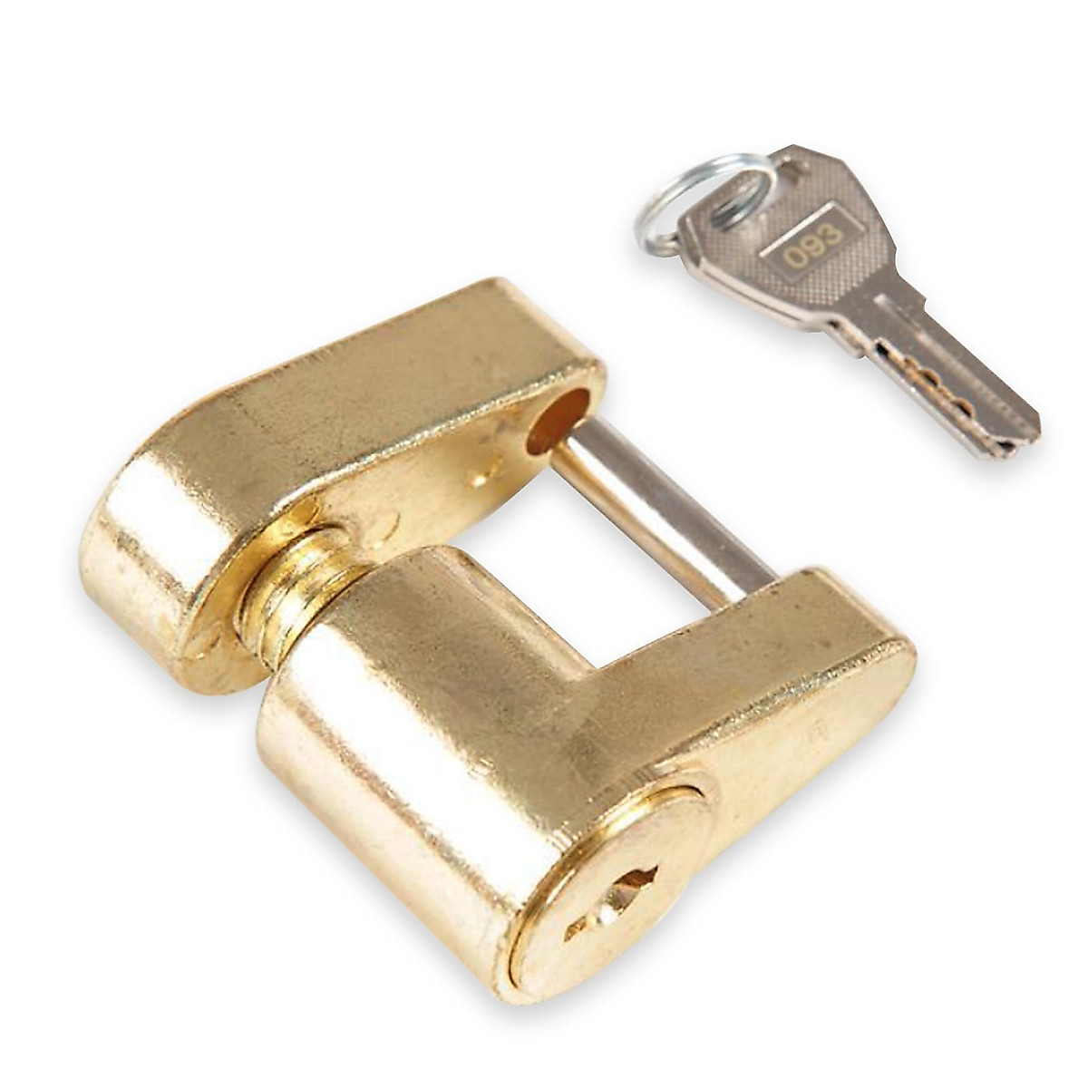 UGSHY 1 PC Trailer Hitch Lock, 1/4" Diameter 3/4" Span Zinc Alloy Car Coupler Locks, Trailer Lock Connector, Universal for Most Motorhome Trailers Truck (Gold)