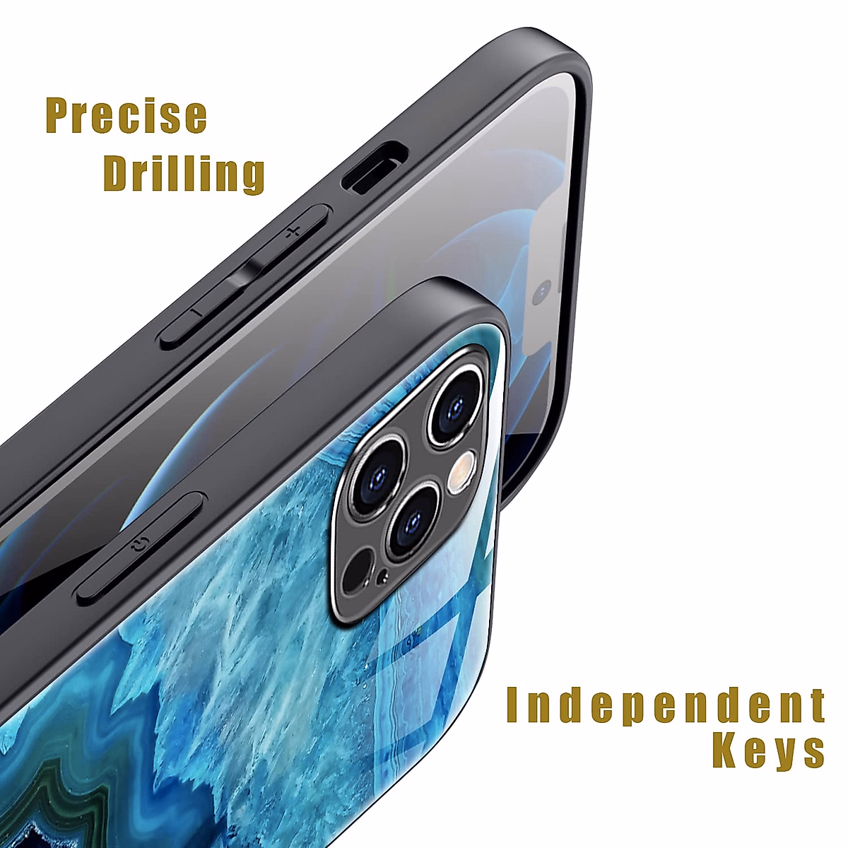 Tabavsit for iPhone 14 Pro Case, Full Surrounding Camera Protection, Agate Marble Personalized Anti-Scratch Glass Design On The Back, Shockproof Bumper, Protective Cover for iPhone14procase