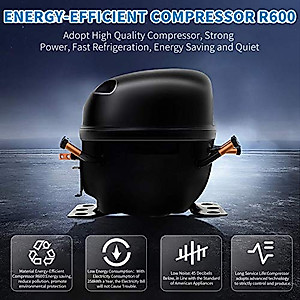 LHRIVER 3.2 Cubic Feet Compact Refrigerator with Freezer,Adjustable Mechanical Thermostat, Energy Saving, Compact Beverage Refrigerator with LED Use for Dorm, Apartment