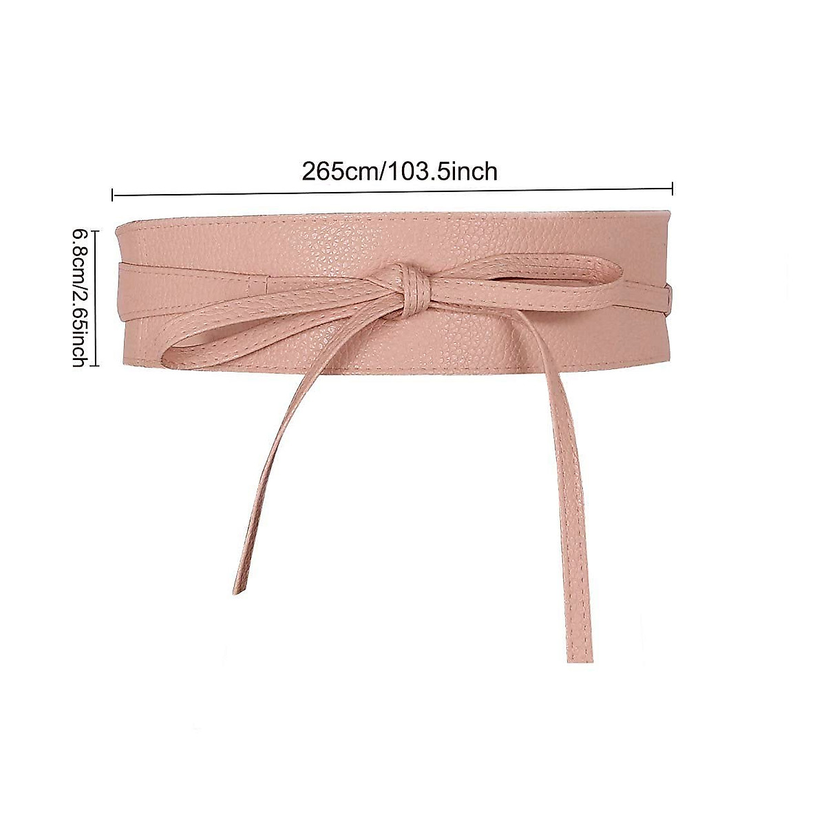 Ayliss Women Soft Leather Obi Belt Self Tie Wrap Cinch Belt,Nude Pink