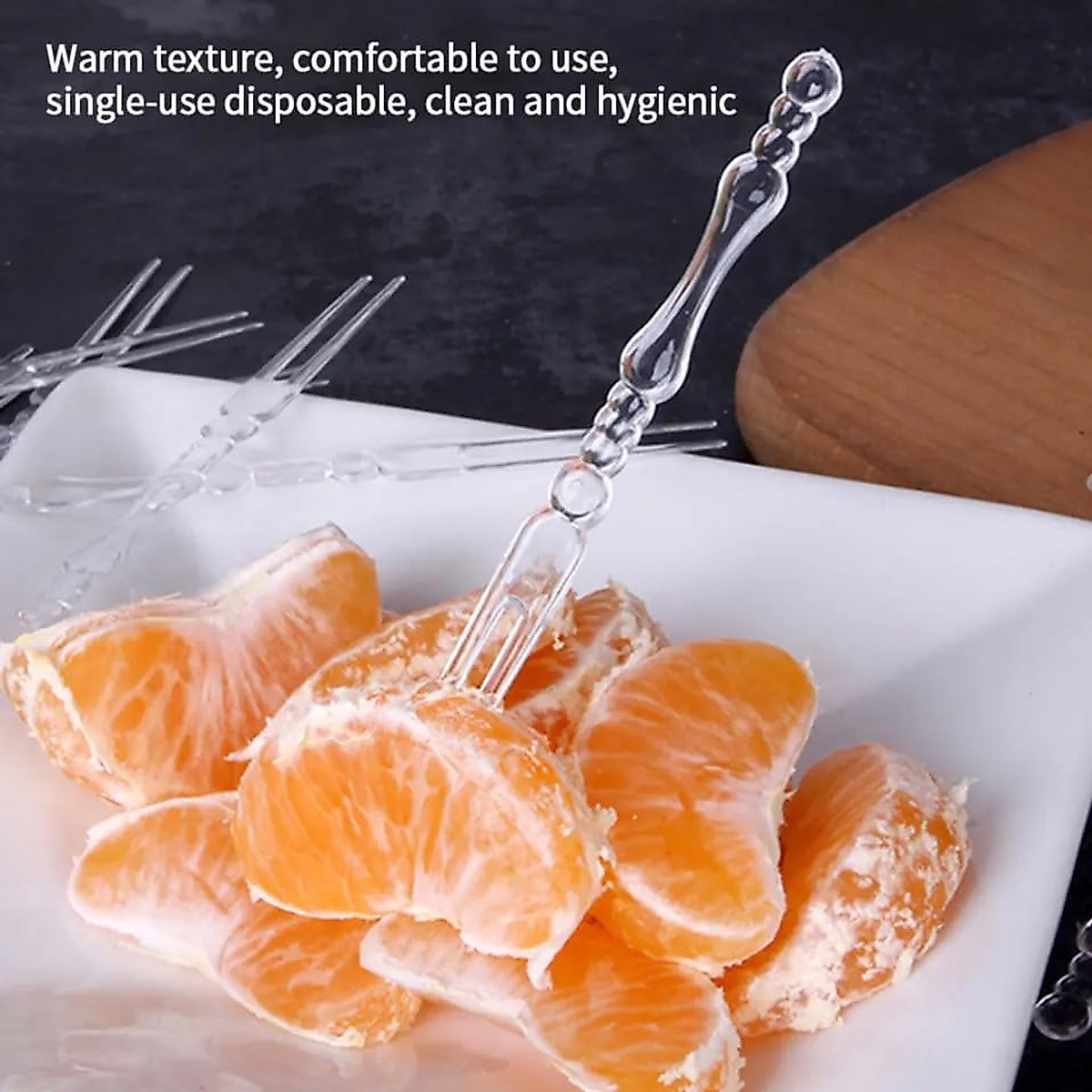 1Pack(200pcs) Disposable Plastic Fruit Forks,Forks Bistro Cocktail Forks Tasting Appetizer Forks Set Mini Cake Forks Set Toothpick Forks Portable Salad Fruit Forks 4"