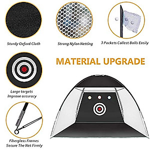 Golf Practice Net, 10x7ft Golf Hitting Training Aids Nets with Target and Carry Bag for Backyard Driving Chipping - 1 Golf Mat -5 Golf Balls - 1 Golf Tees- Men Kids Indoor Outdoor Sports Game