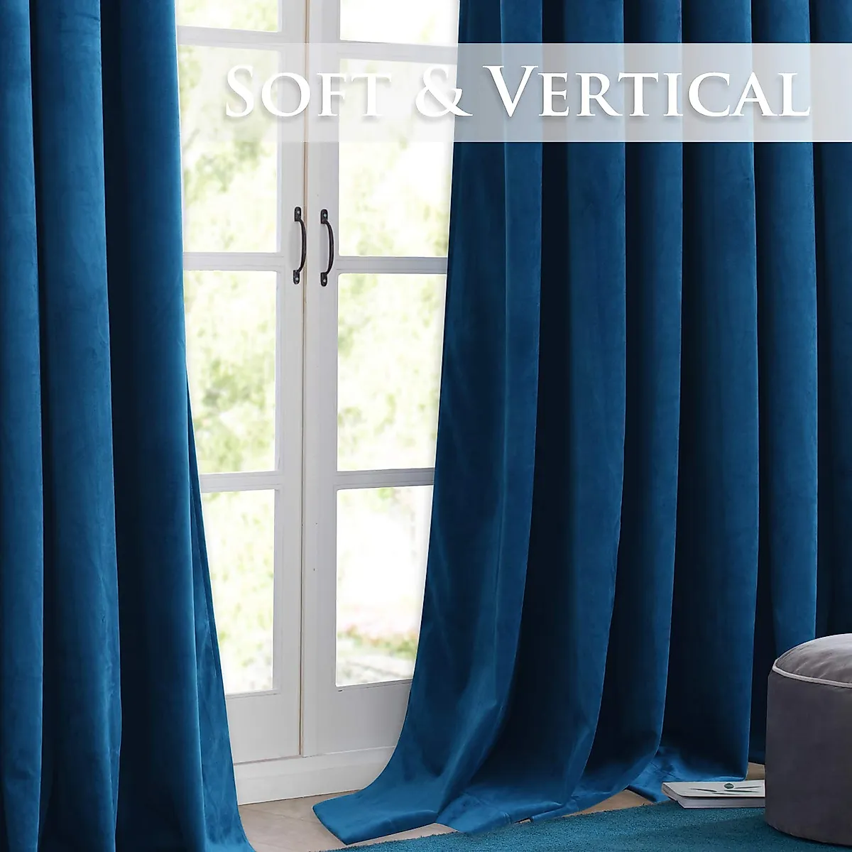 StangH Velvet Curtain 108 inches Long - Thick Soft Blackout Velvet Fabric Large Window Panel Drapes High Ceiling Wall Backdrop Panel for Living Room, Royal Blue, 100 by 108 inches Long, 1 Piece