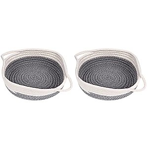 Cabilock 2pcs Hampers Makeup Hand Organizer Baskets Rope Home Straw with Bottle Bins Kids Hamper Sundries Handles Jewelry Tray Cotton Toys Towels Xxcm Nursery Tools Collapsible Clothes Toy