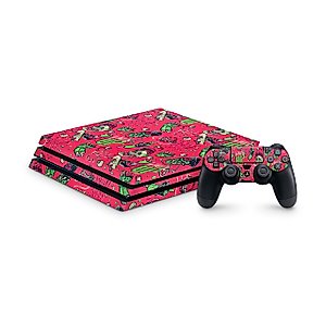 Compatible with PS4 Pro Skin for Console and Controllers by ZOOMHITSKINS, Graffiti Pink Neon Green Skull Street Art, Durable, Made in The USA