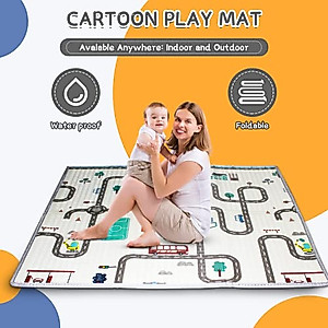Addweet Baby Playpen for Babies and Toddlers, Cartoon Large Play Yard for Baby with Mat, Safety Playpen for Baby, Baby Play Area Indoor & Outdoor, Octopus, 50”×50” (Grey)