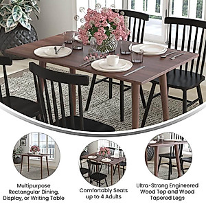 Flash Furniture Hatfield Mid-Century Modern Dining Table - Dark Walnut Engineered Wood Kitchen Table - 47 Inches - Tapered Wood Legs - Seats up to 4 Adults