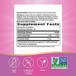 Nature's Way Fenugreek Seed, Traditional Lactation/Breastfeeding Support*, Non-GMO Project Verified, Vegan, 320 Capsules (Packaging May Vary)