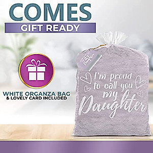 EasyFluffy Daughter Fleece Blanket from Mom or Dad – Pure Fleece Throw Blankets – Versatile Outside Light Throw Blankets – to My Daughter Fleece Blanket – Inspirational Message, 50" x 60" (Lilac)