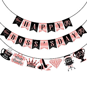 Happy Boss’s Day Banner Party Decorations Supplies - International Boss Day Hanging Banner Number 1 Boss Decoration Banner Best Boss Ever Party Decor