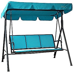 Kozyard Belle 3 Person Outdoor Patio Swing with Strong Weather Resistant Powder Coated Steel Frame and Textilence Seats