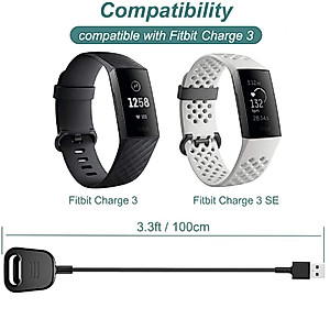 Charger for Fitbit Charge 4 & Fitbit Charge 3, Replacement Charging Cable Clip Cord Dock for Fitbit Charge 3 / Charge 4 Activity Tracker