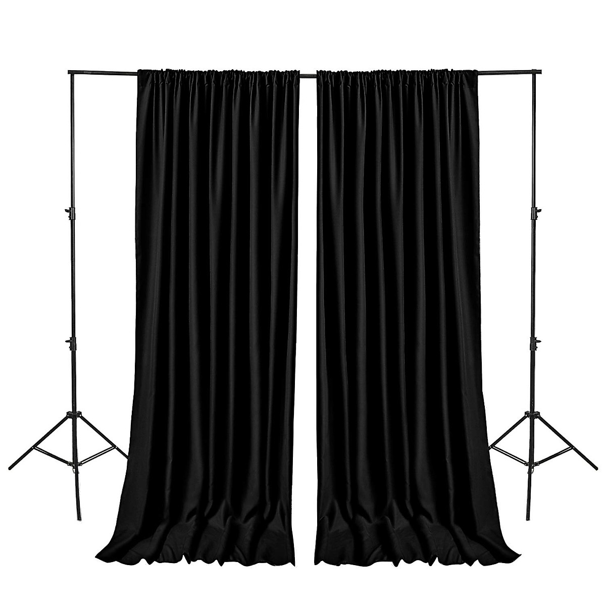 Hiasan Black Backdrop Curtains for Parties, Polyester Photography Backdrop Drapes for Family Gatherings, Wedding Decorations, 5ftx7ft, Set of 2 Panels