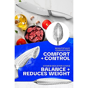 Dalstrong Cleaver & Chef Knife - 8"-Giftable'Crixus'-Frost Fire Series - High Chromium Steel-Frosted Sandblast Finish - White Handle - Leather Sheath - NSF Certified