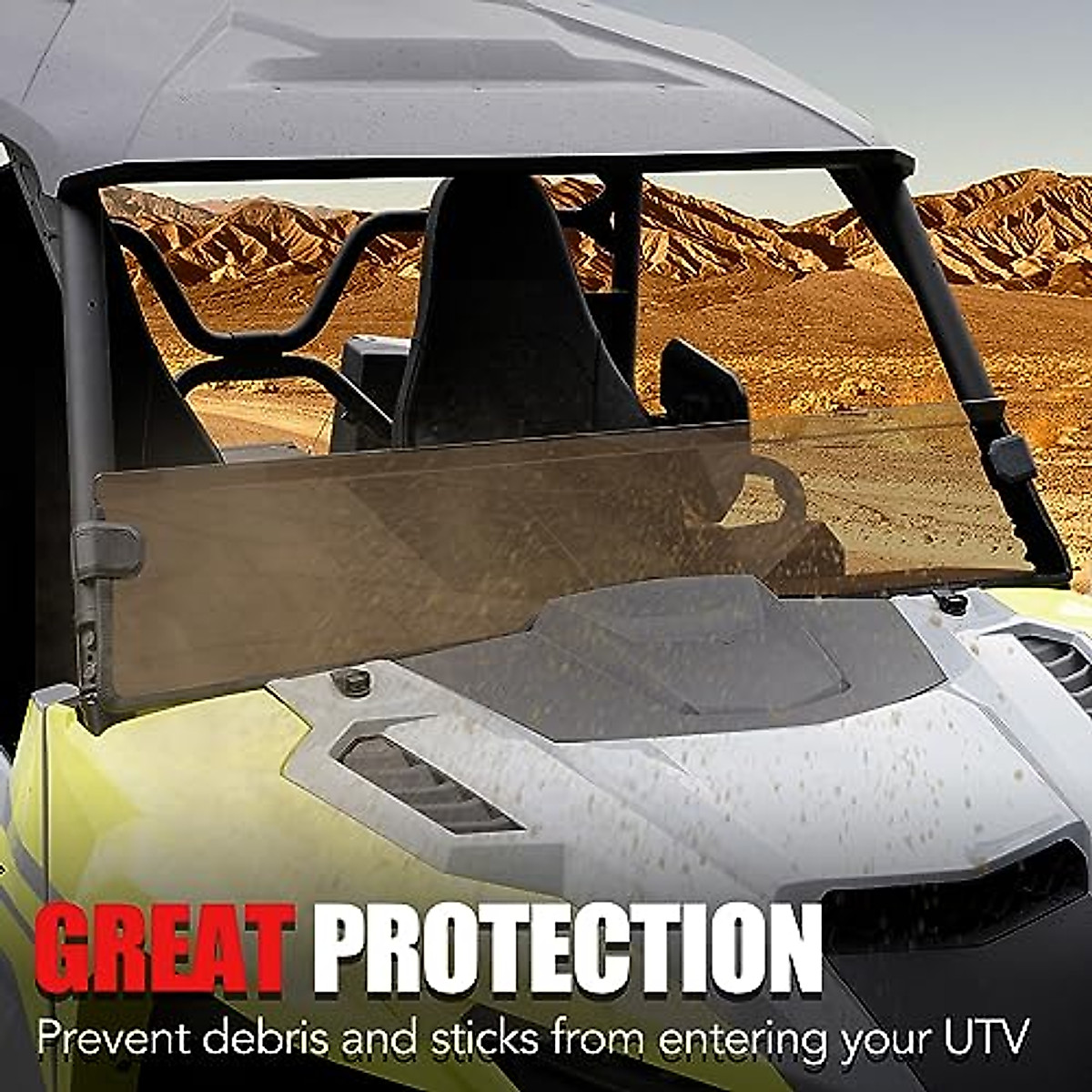 A & UTV PRO Front Dark Tinted Half Windshield for Yamaha Wolverine RMAX2 1000/ RMAX4 1000 2021 2022 2023 Accessories, Hard Coated Vented Window Windscreen, 250x Stronger Than Glass, 1PC