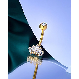 COCHARM 14G Christmas Belly Button Ring Gold Short Bar Belly Button Rings Belly Ring Surgical Steel
