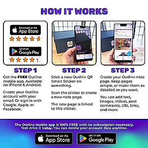 OUTLINX QR Smart Stickers | Stick Digital Notes to Your Things | Blackout 4-Pack Bundle 32x Stickers