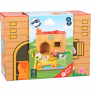 Small Foot Wooden Toys Farm Themed playworld in a Carrying case Designed for Children 3+, Multi (11111)