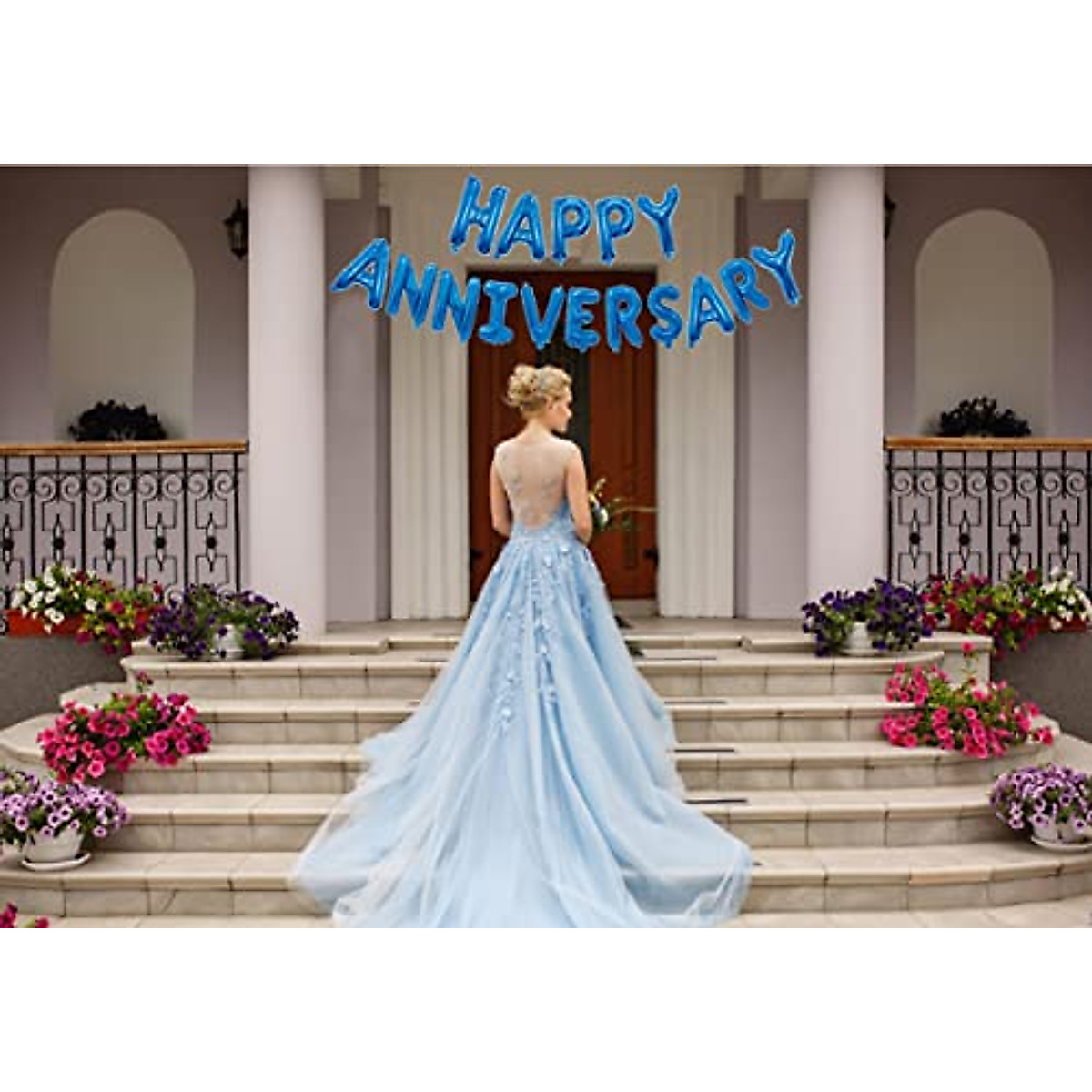 16 Inch Anniversary Aluminum Foil Balloons,Happy Anniversary Party Decorations Blue