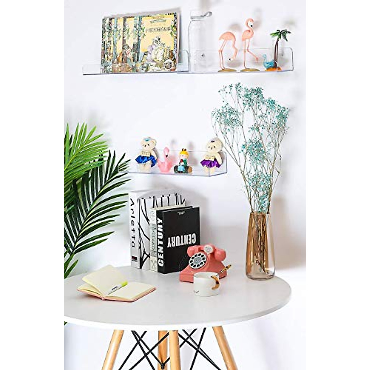 Sooyee 6 Pack 15 Inch Acrylic Storage Wall Shelf 1.73" Wide & 5" Wide