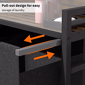 SZHLUX Laundry Hamper, Laundry Basket with Classification Labels and 3 Pull-Out, Removable Bags - 3 x 10 Gallons (38L), Rustic Brown and Black