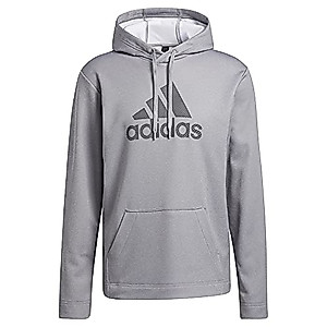 adidas Men's Game and Go Pullover Hoodie, Grey/Solid Grey, Medium