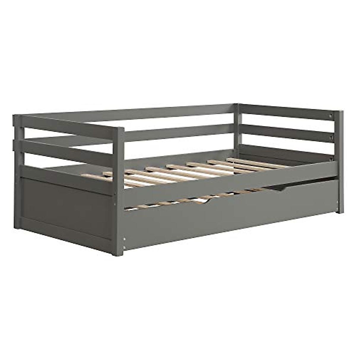 Merax Twin Daybed with Trundle, Solid Wood Captains Bed Twin Size Sofa Bed Frame (Grey)