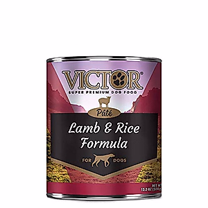 Victor Super Premium Dog Food – Lamb and Rice Formula Pâté – Canned Wet Adult Dog and Puppy Food - All Breed Sizes, 12 x 13.2 oz Cans