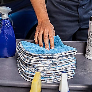 MW Pro Microfiber Car Towels (16"x 16") | 400 GSM | 80/20 Blend | Tagless | Soft Satin Piped Edges | All-Purpose Auto Detailing - Wax, Buff, Polish, Wash, Dry | 6 Pack (Blue)