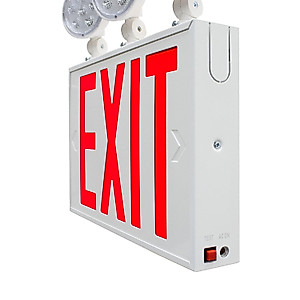 LFI Lights | UL Certified | New York City Approved Combo Exit Sign and Emergency Light | White Housing | Battery Backup