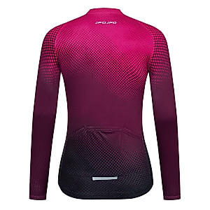 YOUALSO Bike Jersey Women Long Sleeve Cycling Shirt with Pockets Red M