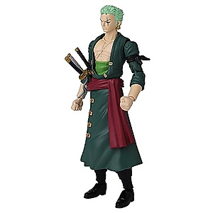 BANDAI Anime Heroes One Piece Figures Roronoa Zoro Action Figure, Articulated Zoro Anime Figure with Swappable Arms and Faces, One Piece Action Figures Pirate Toys Range, 17 cm