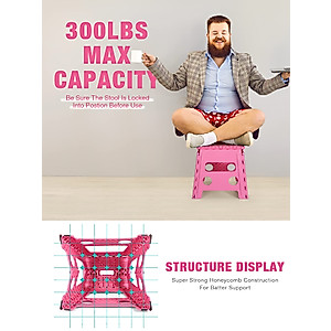 Folding Step Stool 9" and 13", Durable Kids Step Stool for Kids and Adults, Pink 2 Pack