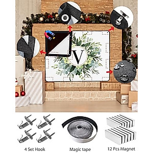 Fireplace Screen Magnetic Fireplace Cover for Living Room Washable Indoor Fireplace Draft Cover Christmas Fireplace Screens,Save Energy Stops Heat Loss,Letter V, Farmhouse Eucalyptus Wreath 51"x39"