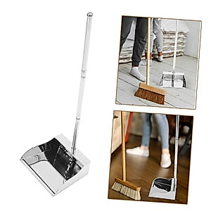 Levemolo Stainless Steel Trash Shovel Industrial Dust Pan Outdoor Dust Pan Sweeping Dustpan Cleaning Dust Pan Kitchen Dustpan Trash Cleaning Garbage Dustpan Stand up Dustpan Handheld Silver