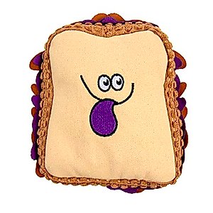 TrustyPup Tough 'N Fun PBJ Squeaky Plush Dog Toy, Chew Guard Technology - Tan, Medium (71151)