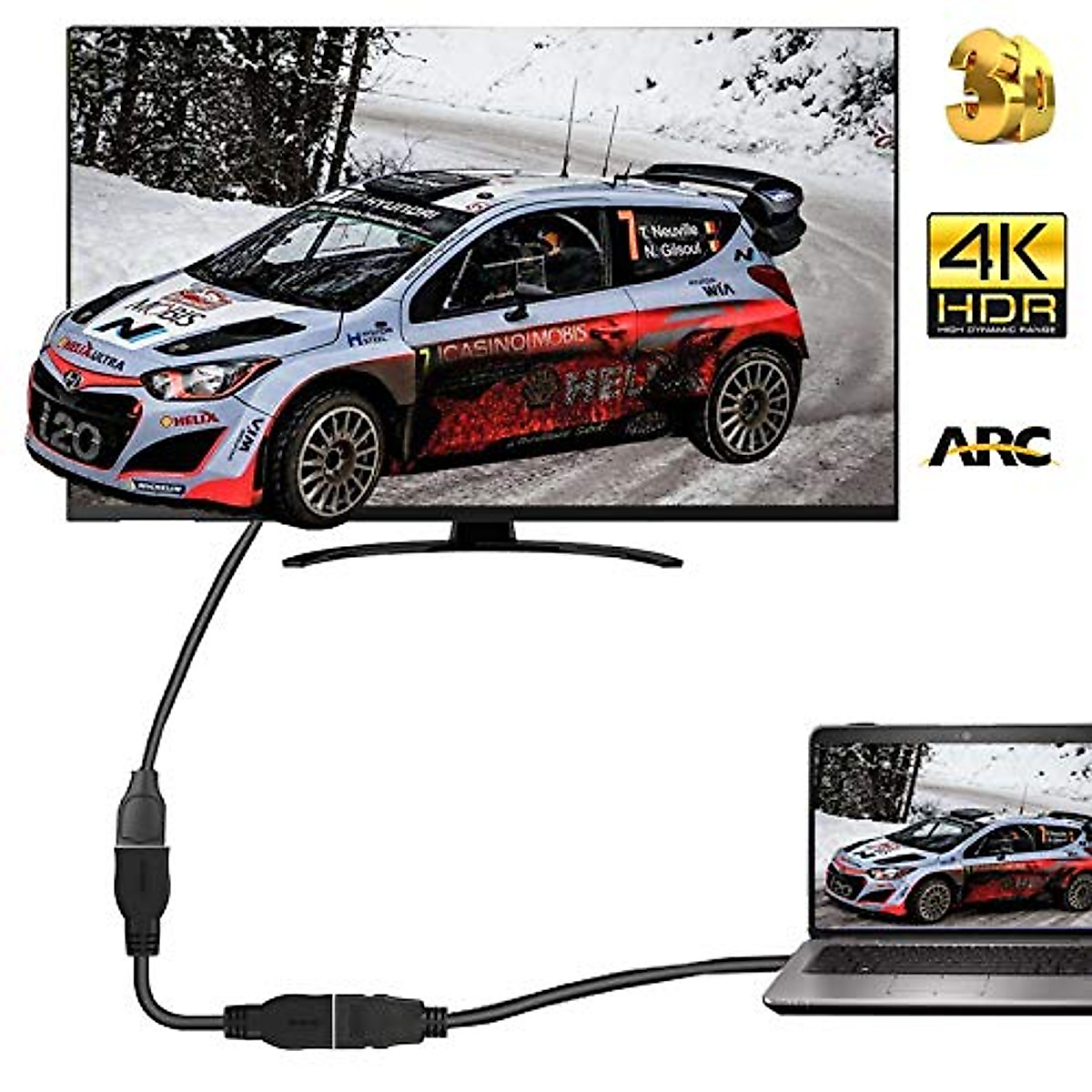 4K HDMI Extension Cable 1 FT Female to Female, Anbear Gold Plated High Speed HDMI2.0 Extender Double Female HDMI Connector Support 4K@60 HZ,3D