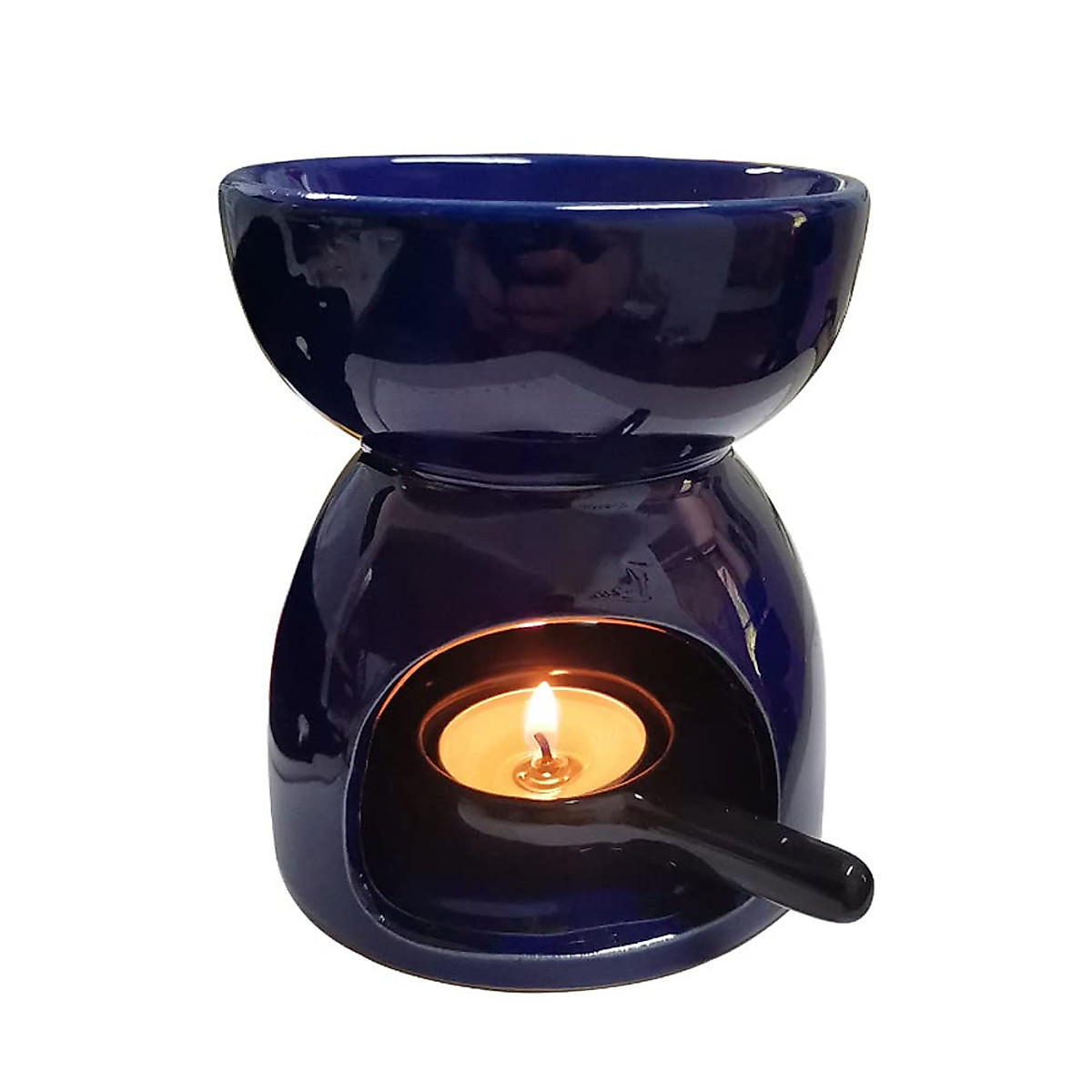 4Pcs Ceramic Candle Spoon Tray Holder Tealight Wax Warmer Little Candle Spoon Replacement Fragrance Aromatherapy Furnace Accessories, Black
