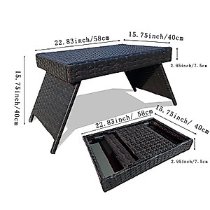 Asifom Patio Wicker Table Outdoor Foldable Coffee Table Leisure Folding Standing Table Portable Side Table Balcony Garden Lawn Poolside Backyard Bistro Furniture
