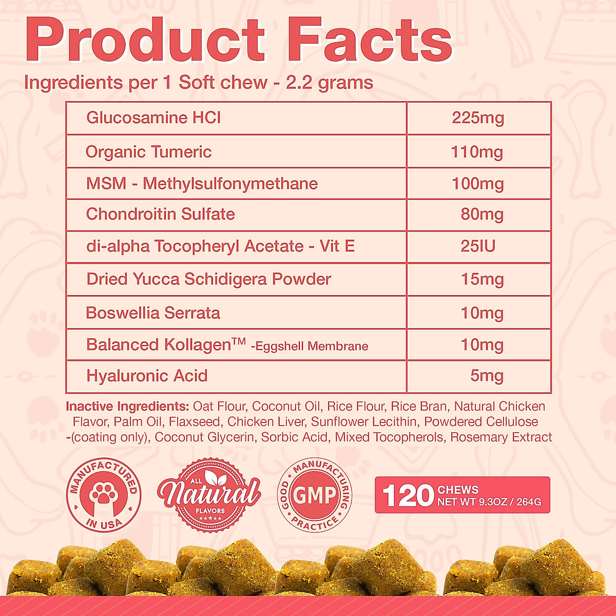 pawlife Arthritis Dog Joint Chews| Glucosamine, Chondroitin, Omega-3| MSM Support for Healthy Joints| 120ct Veterinarian Formulated Soft Chews| Up to 4-Month Supply