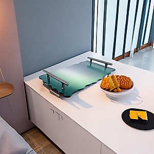 4pcs Large Silicone Tray Molds with Handles Molds Irregular Round Tray Resin Mold 14 Inches Irregular Geode Tray Plates Mold Handles Silicone Molds for Resin Casting (4 Tray Mold + 4 Handle Mold)