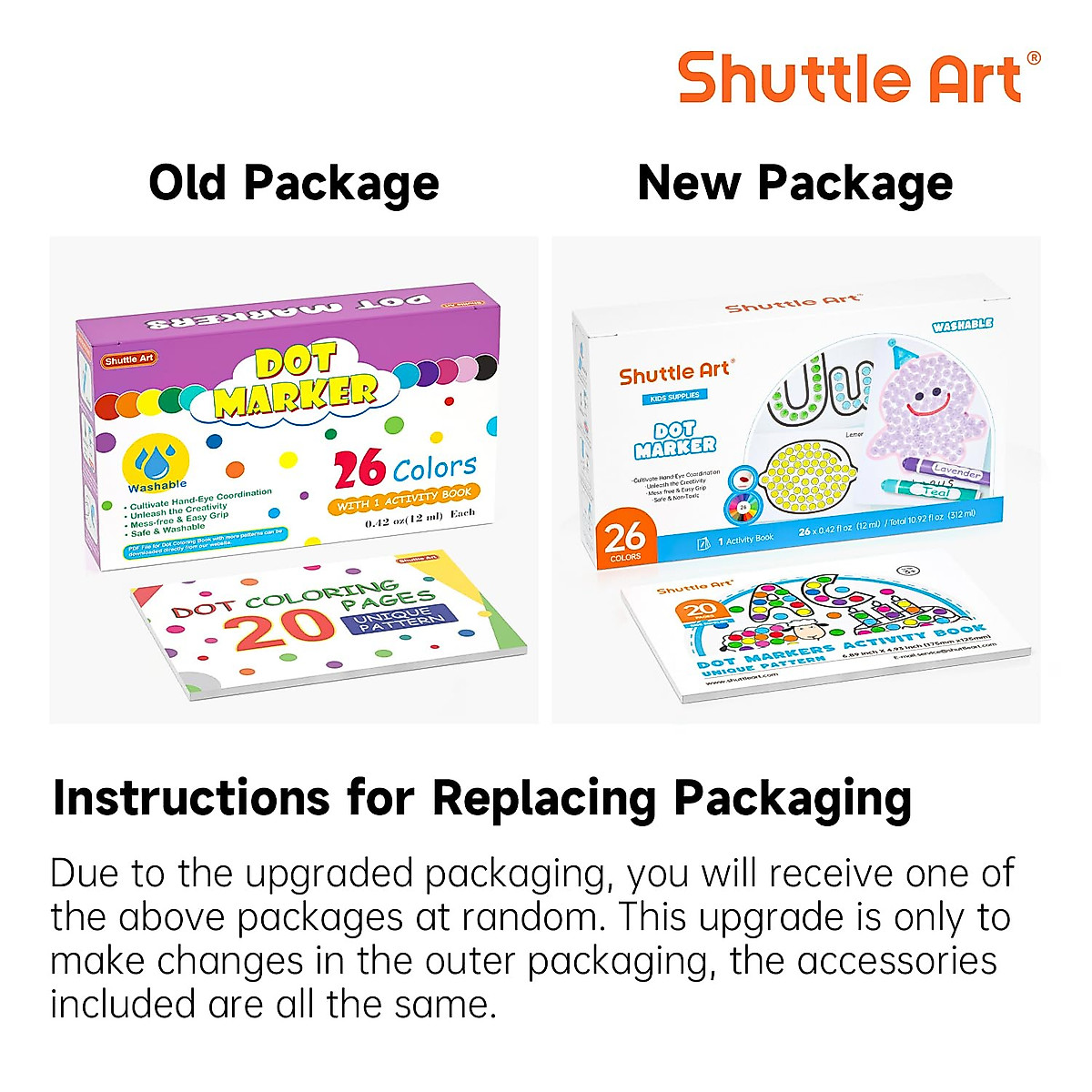 Shuttle Art Washable Dot Markers 26 Colors with Free Activity Book, Fun Art Supplies for Kids Toddlers and Preschoolers, Non Toxic Water-Based Paint Daubers, Dot Art Markers